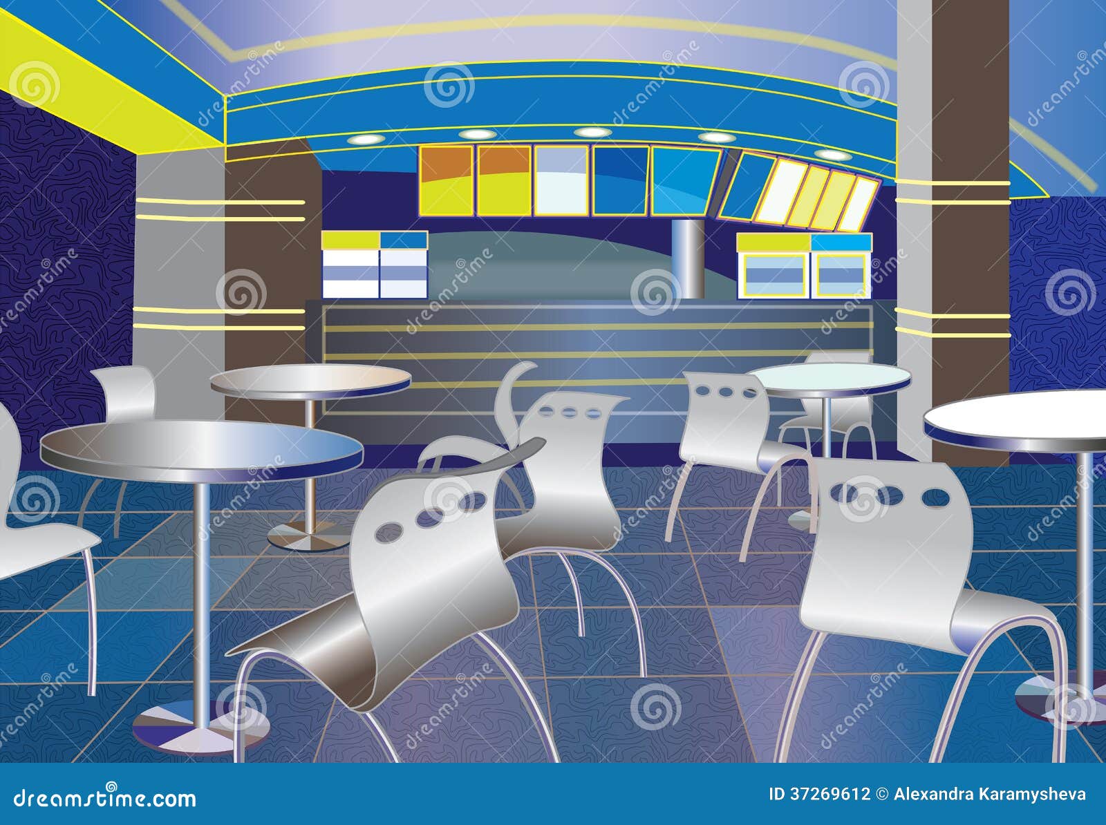 Blue cafe interior stock vector. Illustration of club - 37269612