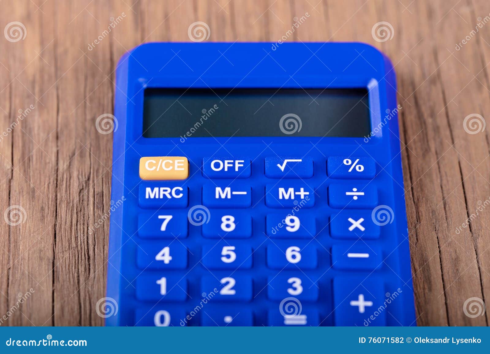 Blue calculator closeup stock photo. Image of equals - 76071582