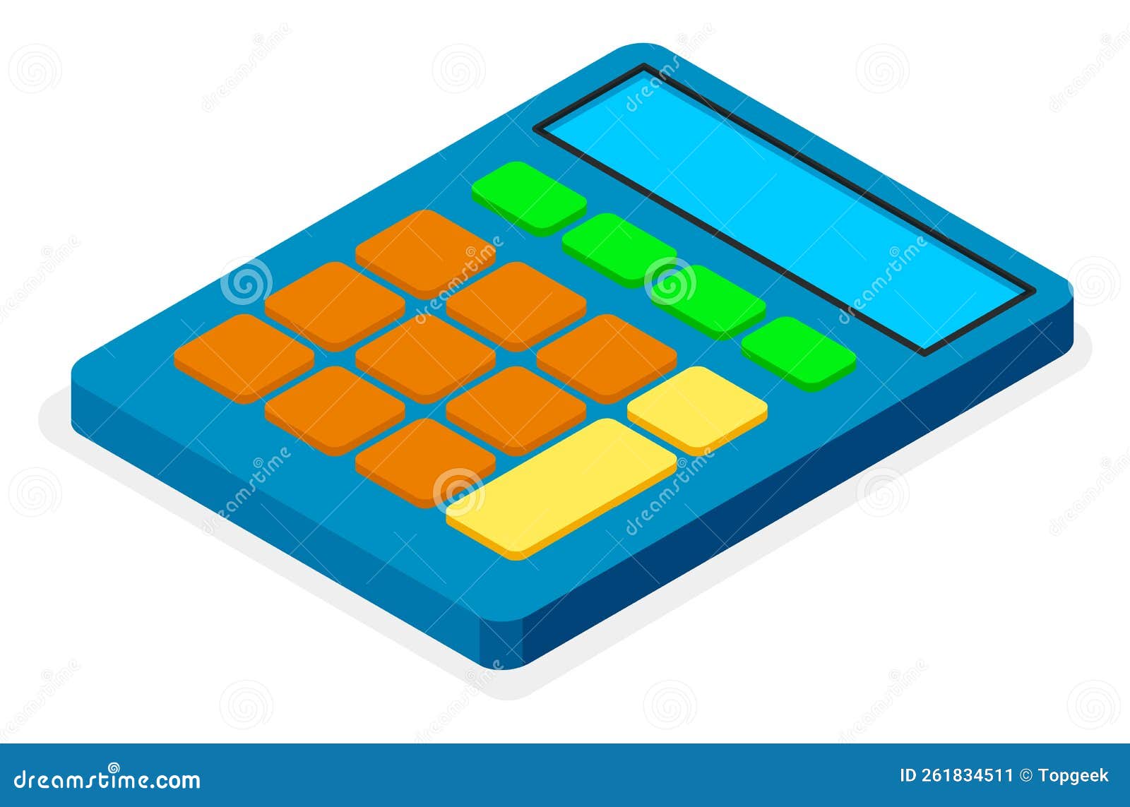 Blue Calculator Flat Design Icon, Electronic Device for Math ...