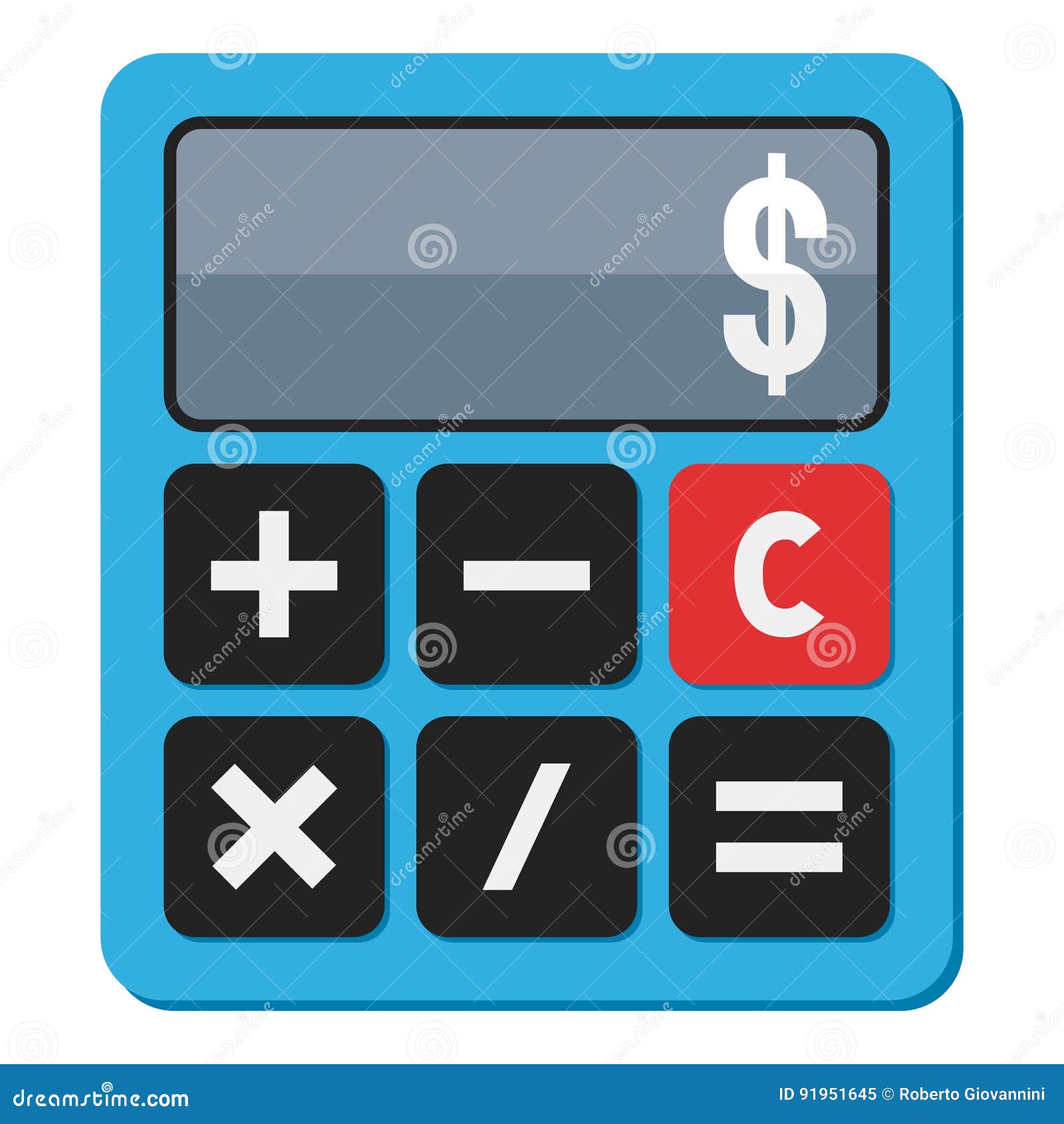 Blue Calculator Flat Icon Isolated On White Stock Vector - Illustration ...