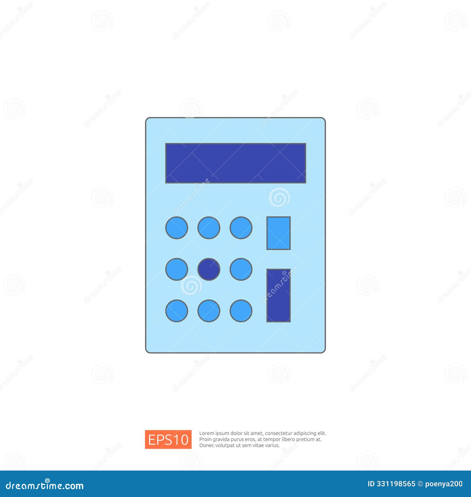 Blue Calculator Icon with Flat Design Style, Isolated on White ...
