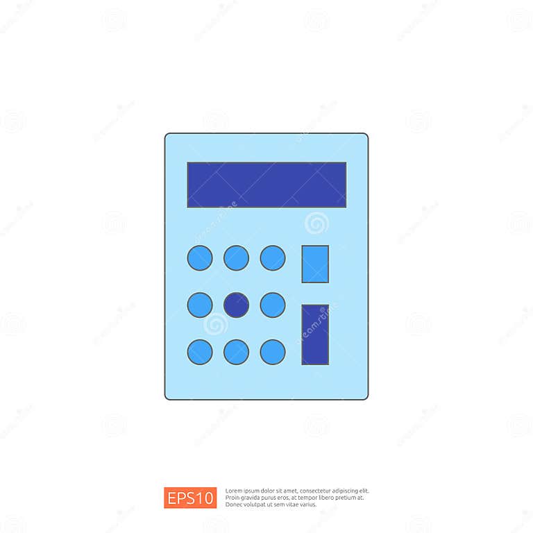 Blue Calculator Icon with Flat Design Style, Isolated on White ...