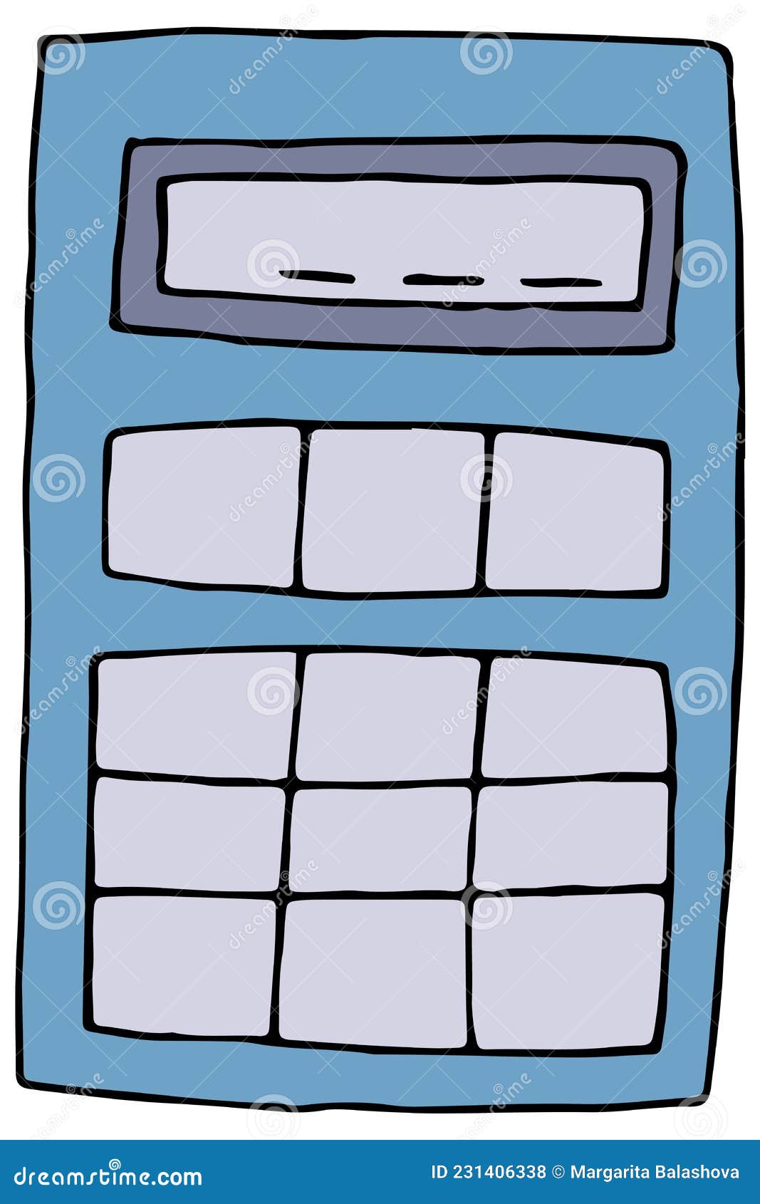 Blue Calculator for Urack Math, Color Vector Illustration in Doodle ...