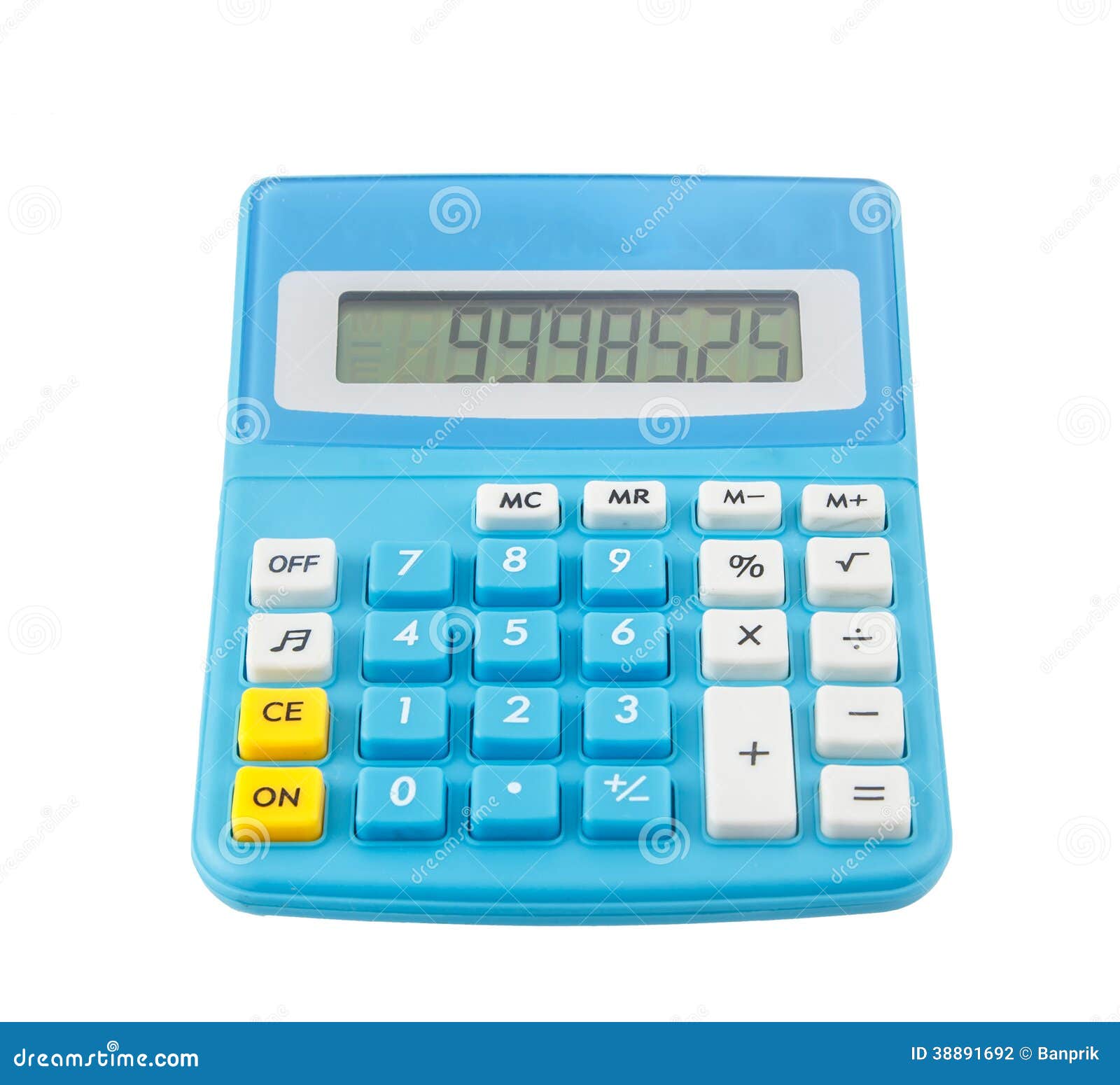 Blue Calculator On Wrinkled Lined Paper Background Stock Image ...