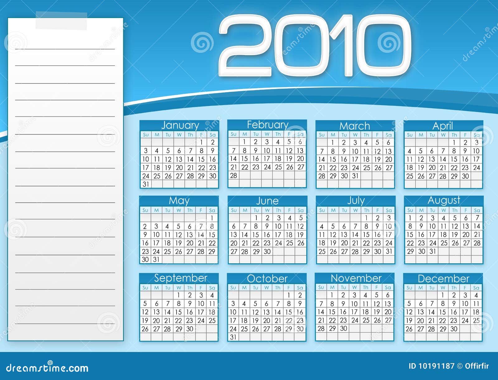 Blue calendar 1010 stock illustration. Illustration of lines - 10191187