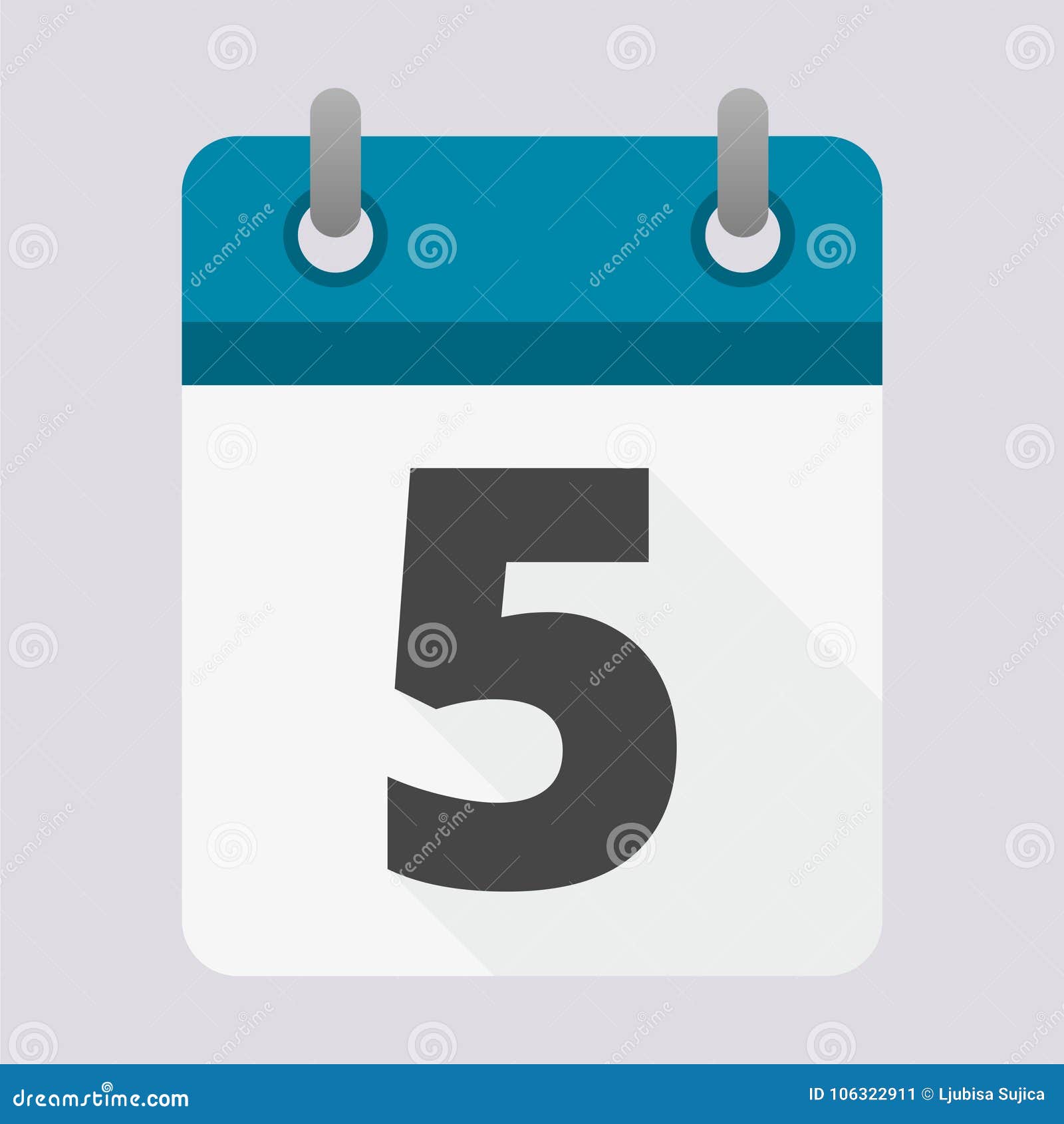 Blue Calendar Vector Icon - Number 5 Stock Vector - Illustration of ...