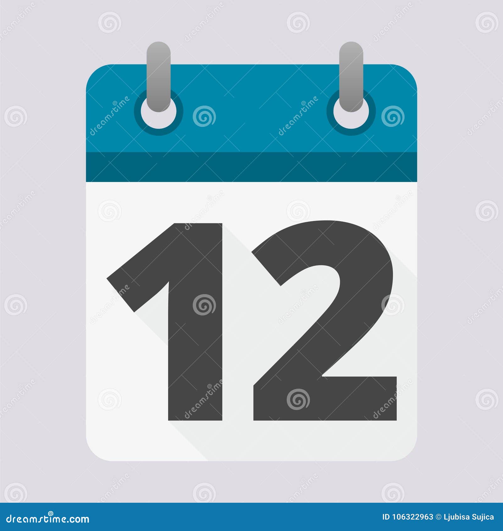 Blue Calendar Vector Icon - Number 12 Stock Vector - Illustration of ...
