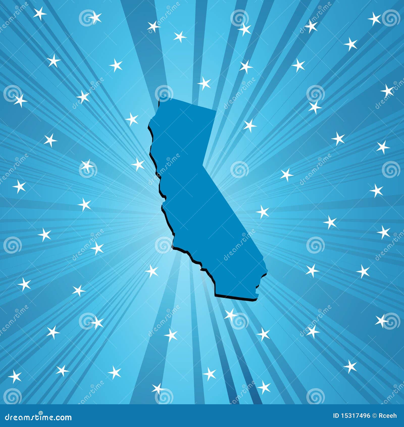Blue California map stock illustration. Illustration of state - 15317496