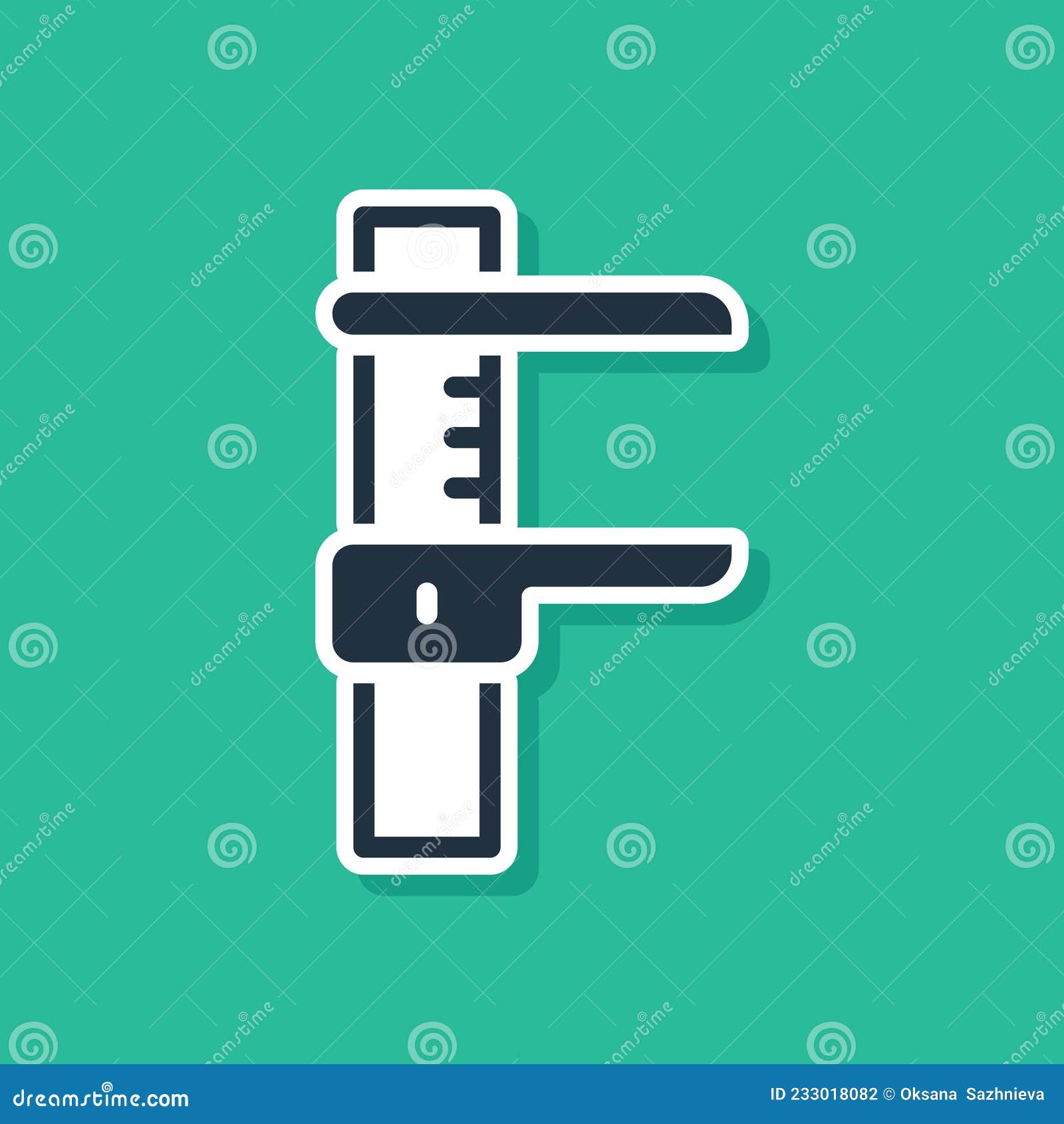 Blue Calliper or Caliper and Scale Icon Isolated on Green Background ...