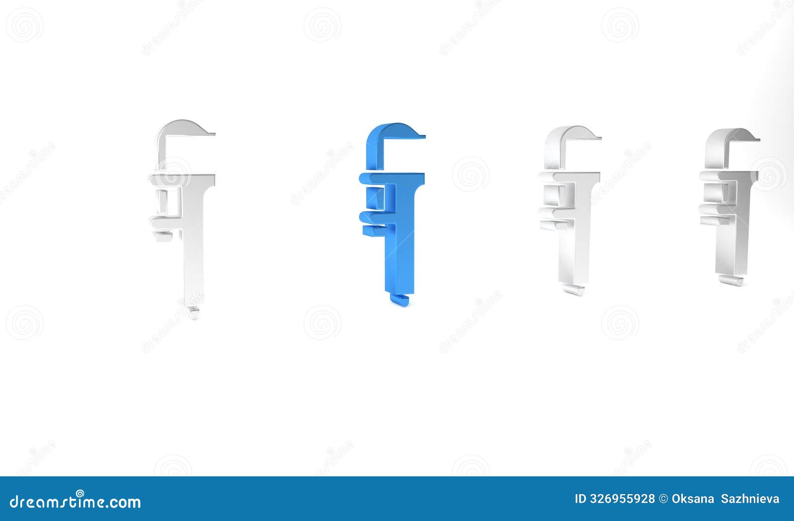 Blue Calliper or Caliper and Scale Icon Isolated on White Background ...