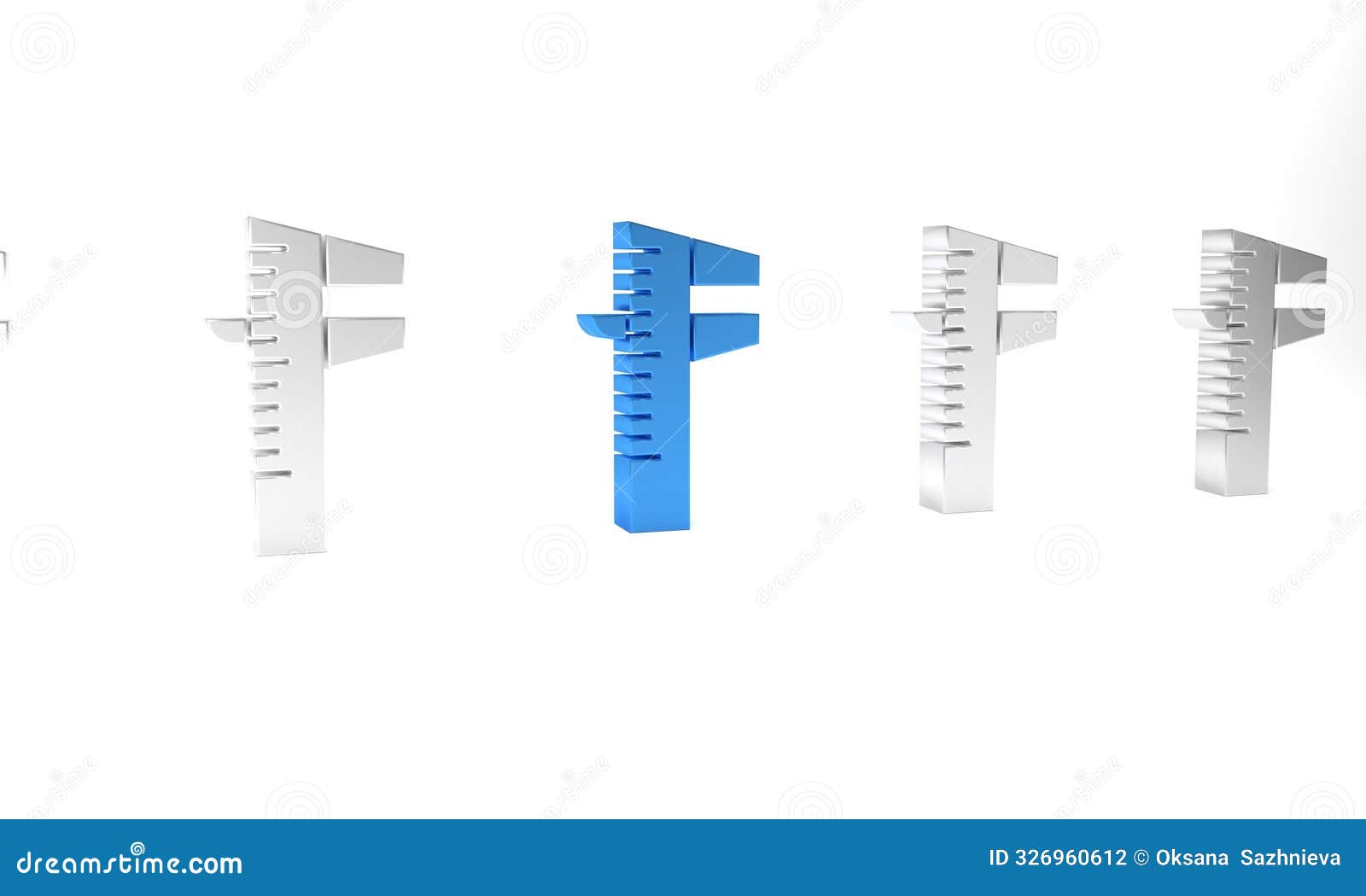 Blue Calliper or Caliper and Scale Icon Isolated on White Background ...