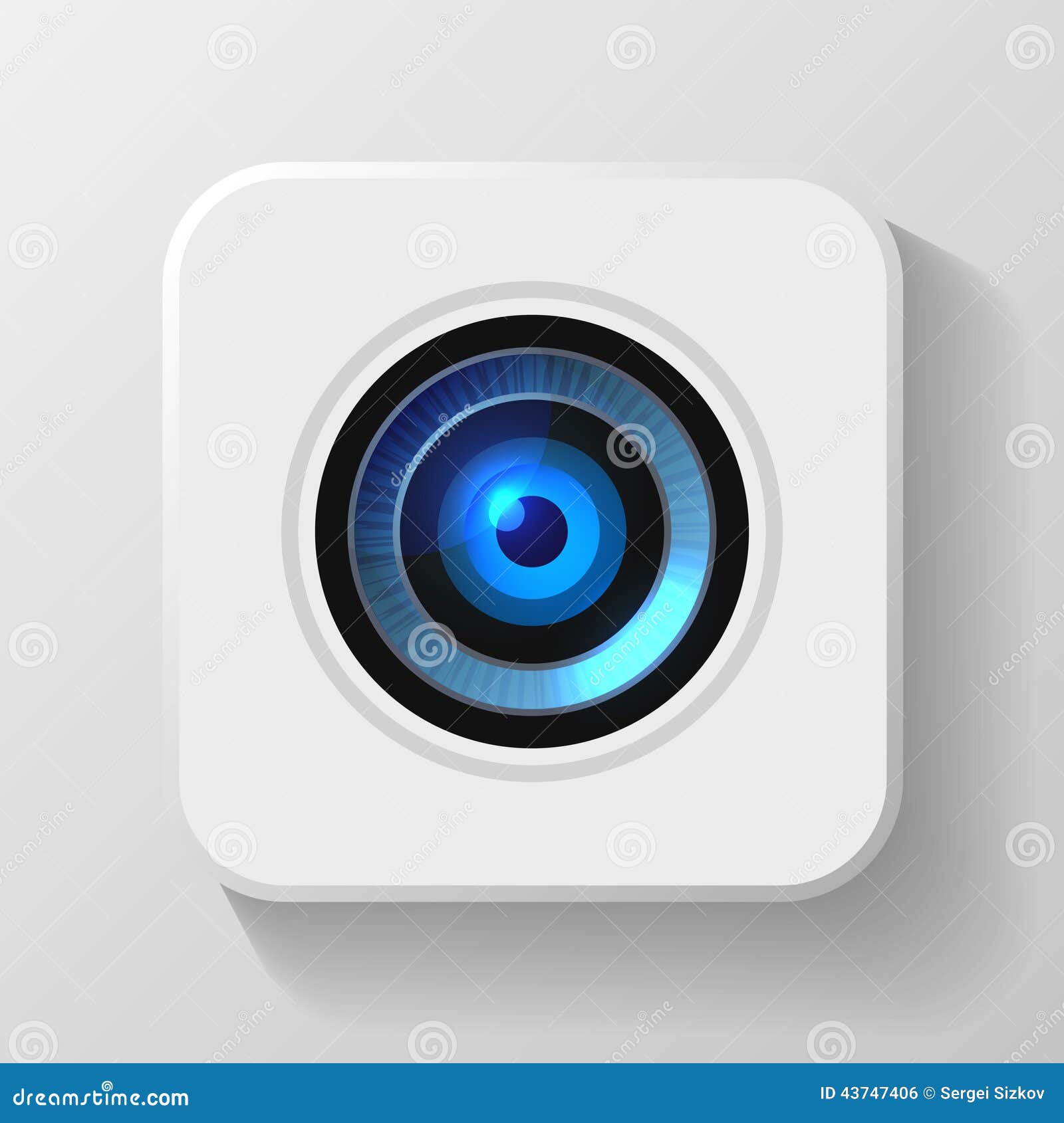 Blue Camera Lens Icon on White. Vector Stock Vector - Illustration of ...