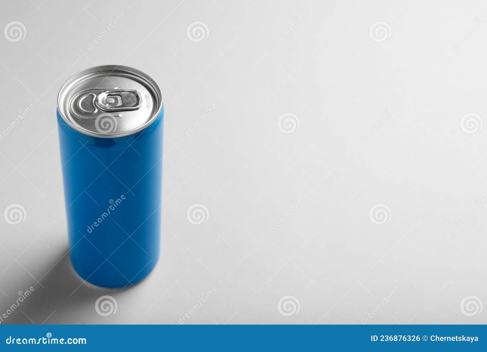 Blue Can of Energy Drink on White Background. Space for Text Stock ...