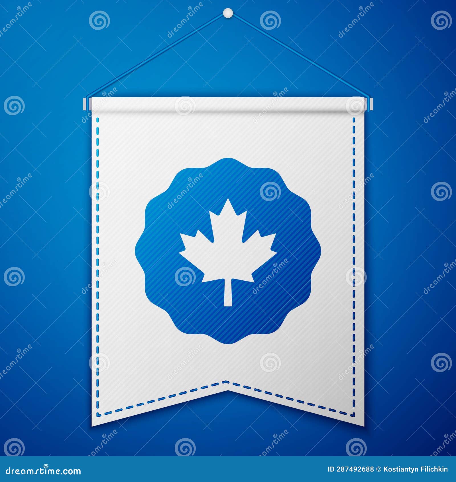 Blue Canadian Maple Leaf Icon Isolated on Blue Background. Canada ...