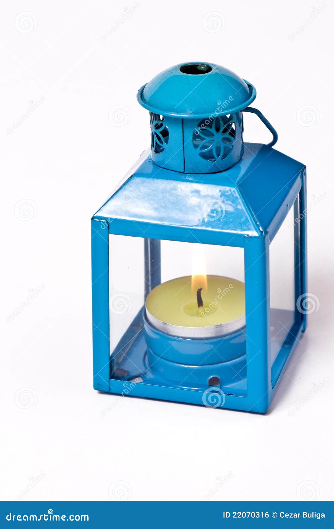 Blue candle lantern stock photo. Image of glow, glass - 22070316