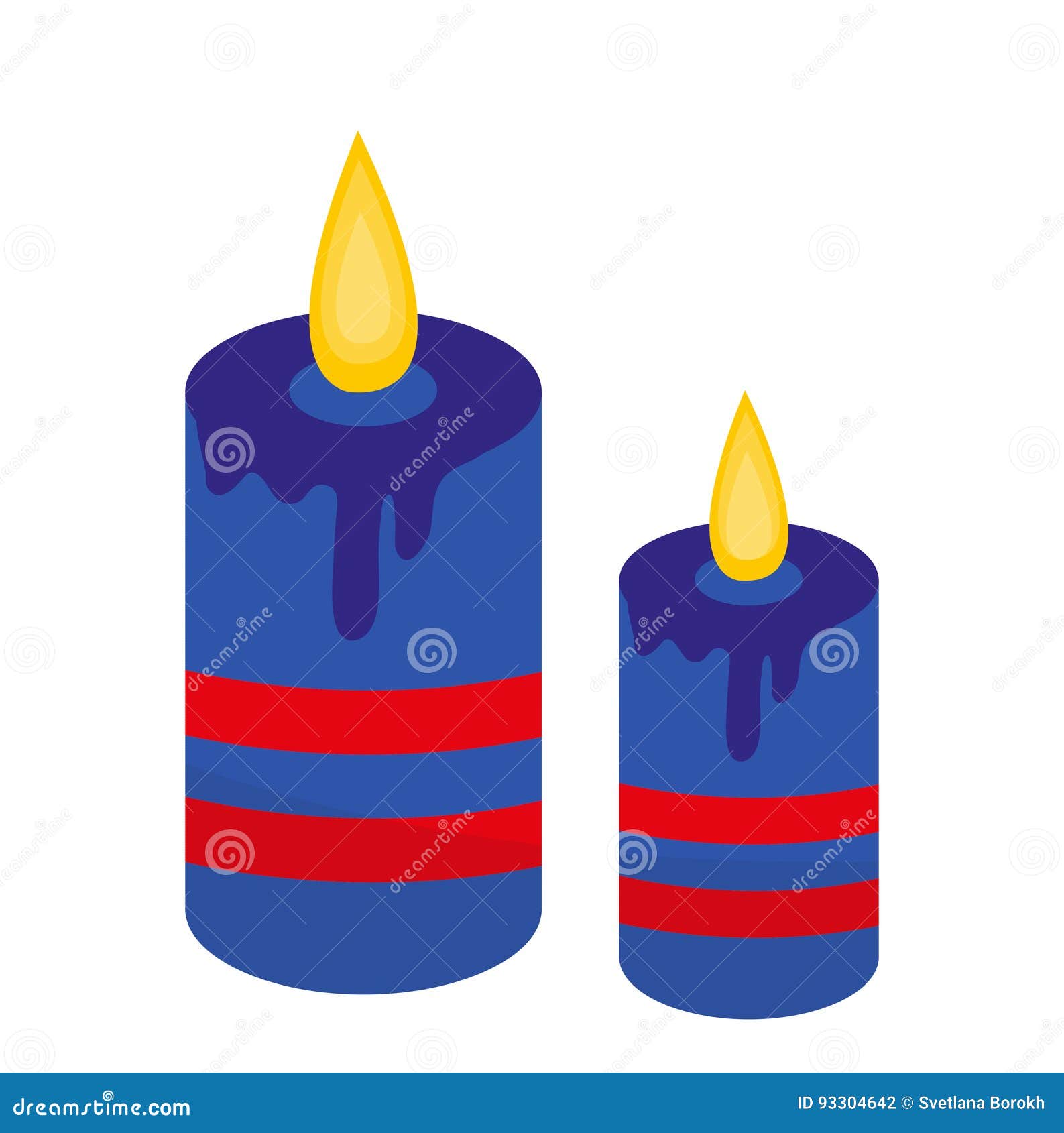 Blue Candles Icon, Flat Style. Isolated on White Background. Vector ...