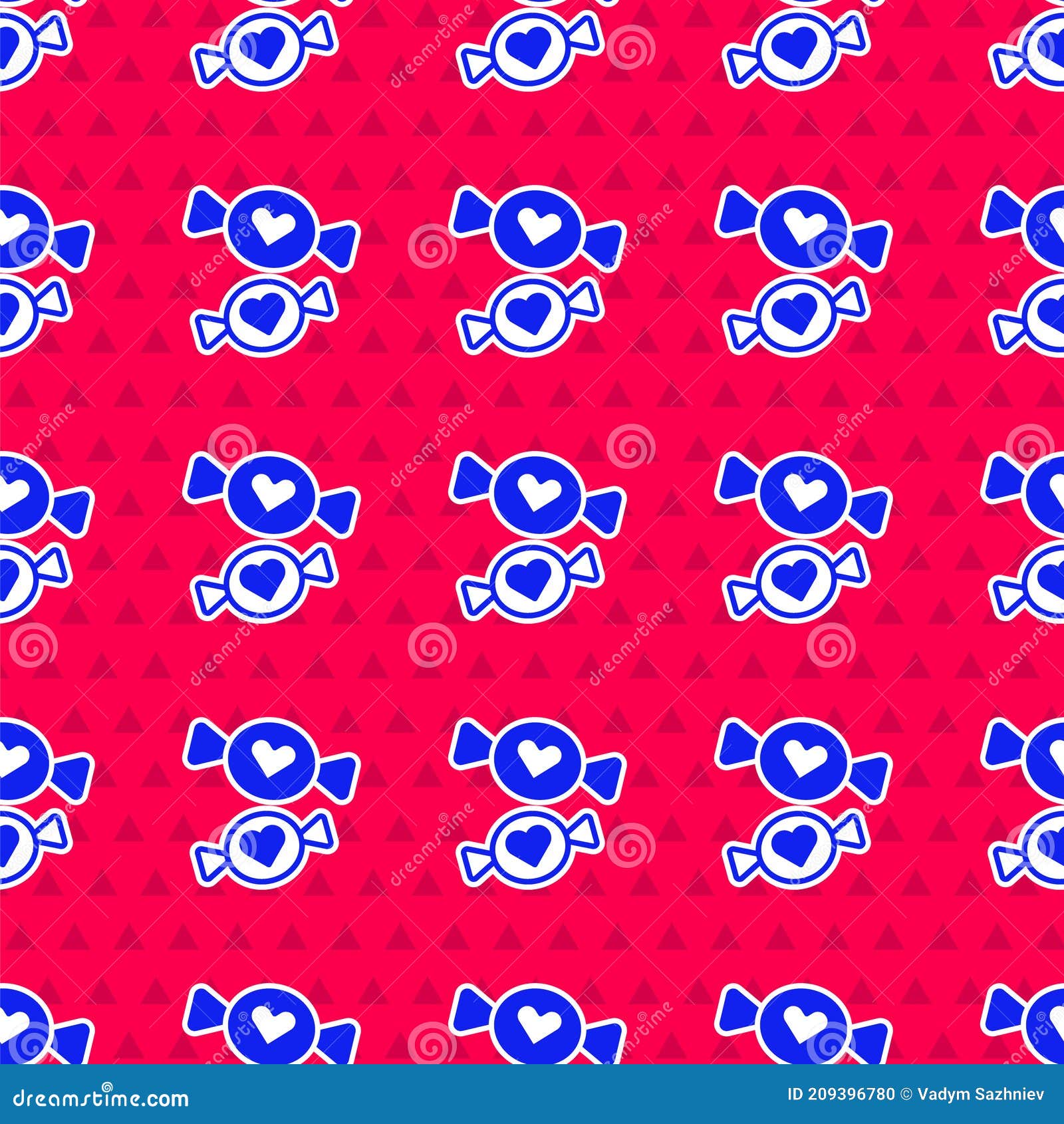 Blue Candy Icon Isolated Seamless Pattern on Red Background. Vector ...