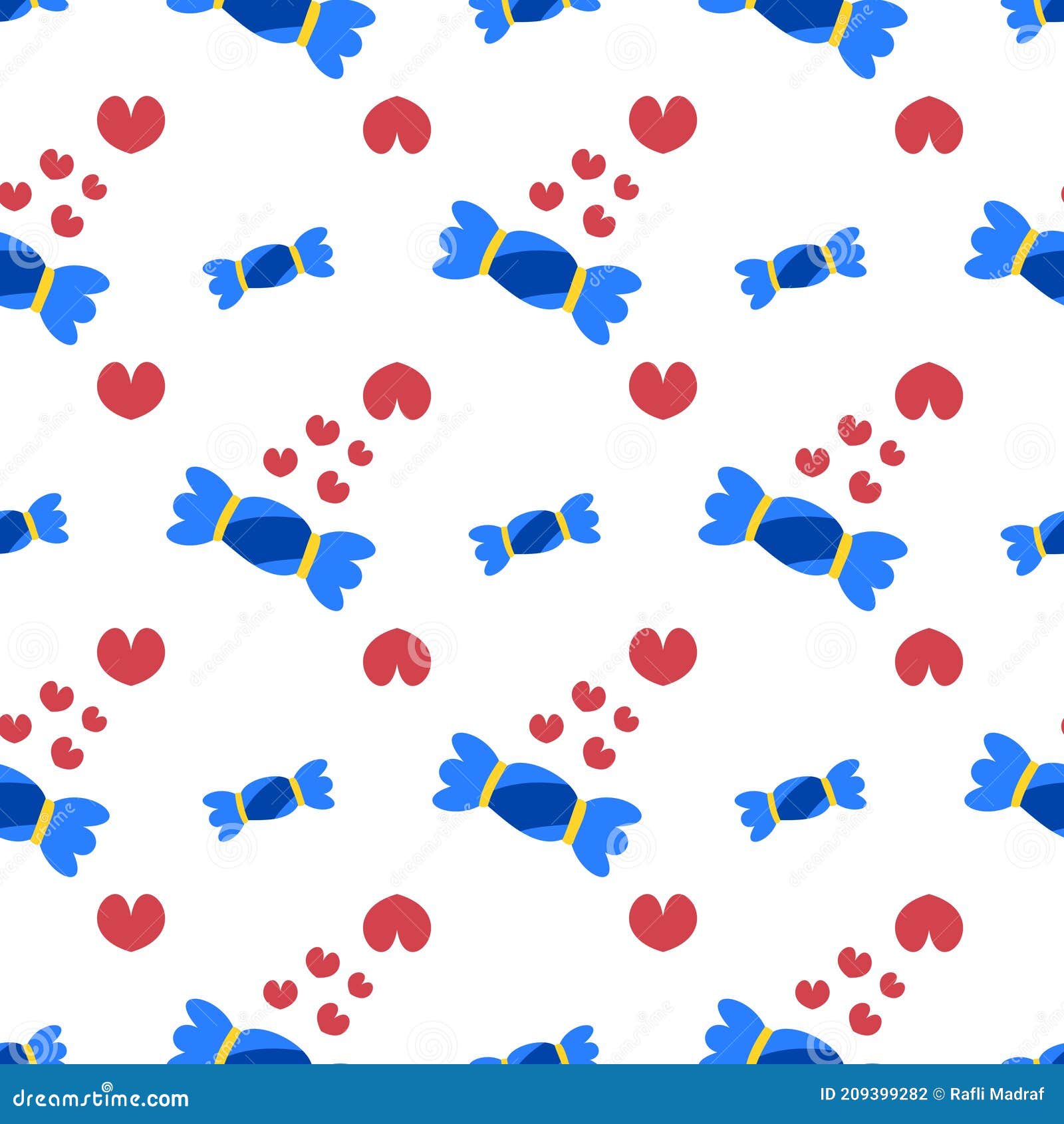 Blue Candy Wrappers and Love on it. Seamless Pattern Stock Vector ...