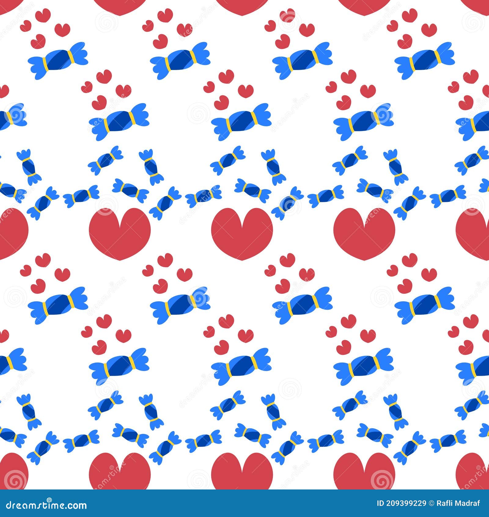 Blue Candy Wrappers and Love on it. Seamless Pattern Stock Vector ...
