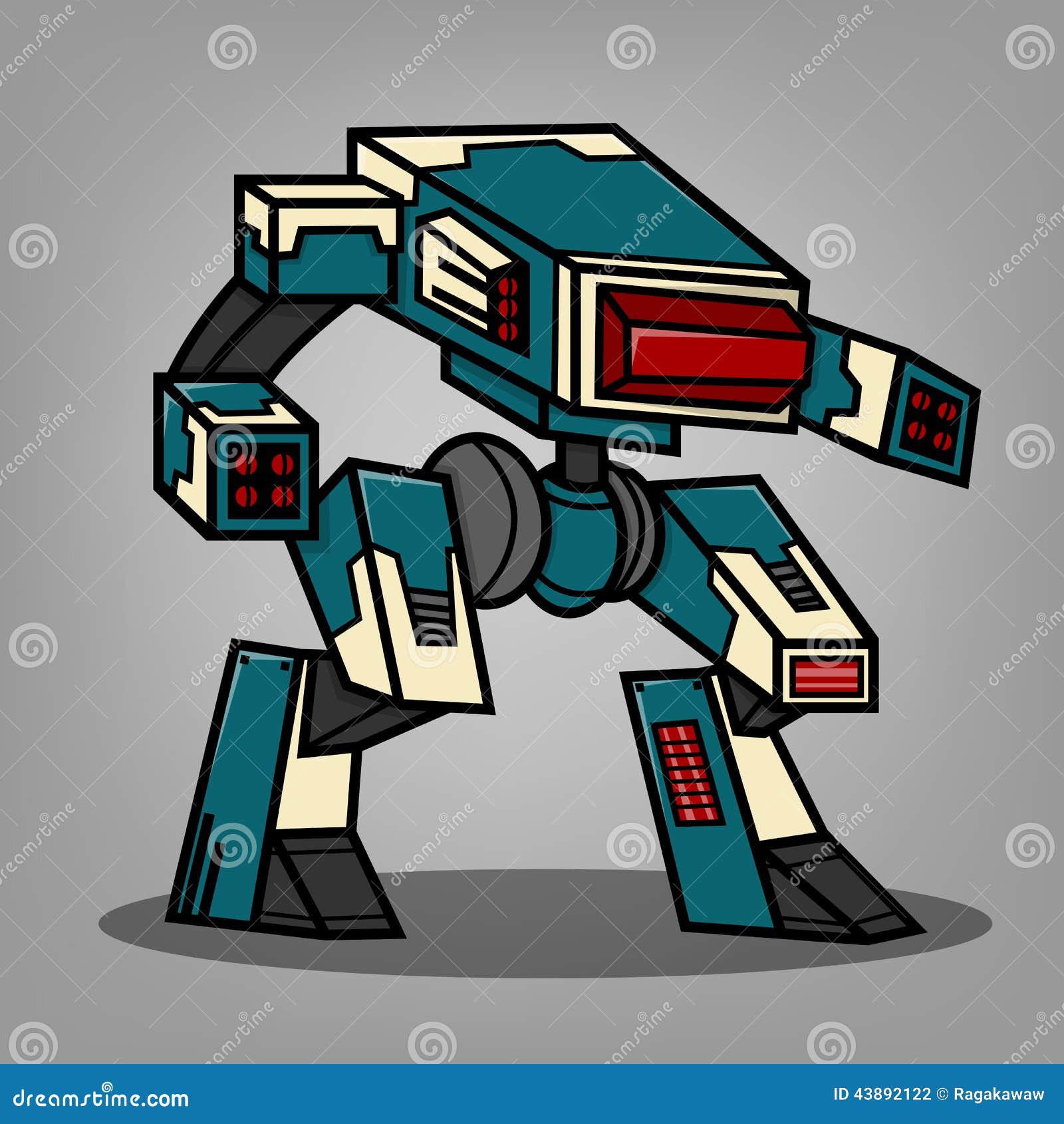 Blue Cannon Robot stock vector. Illustration of cannon - 43892122