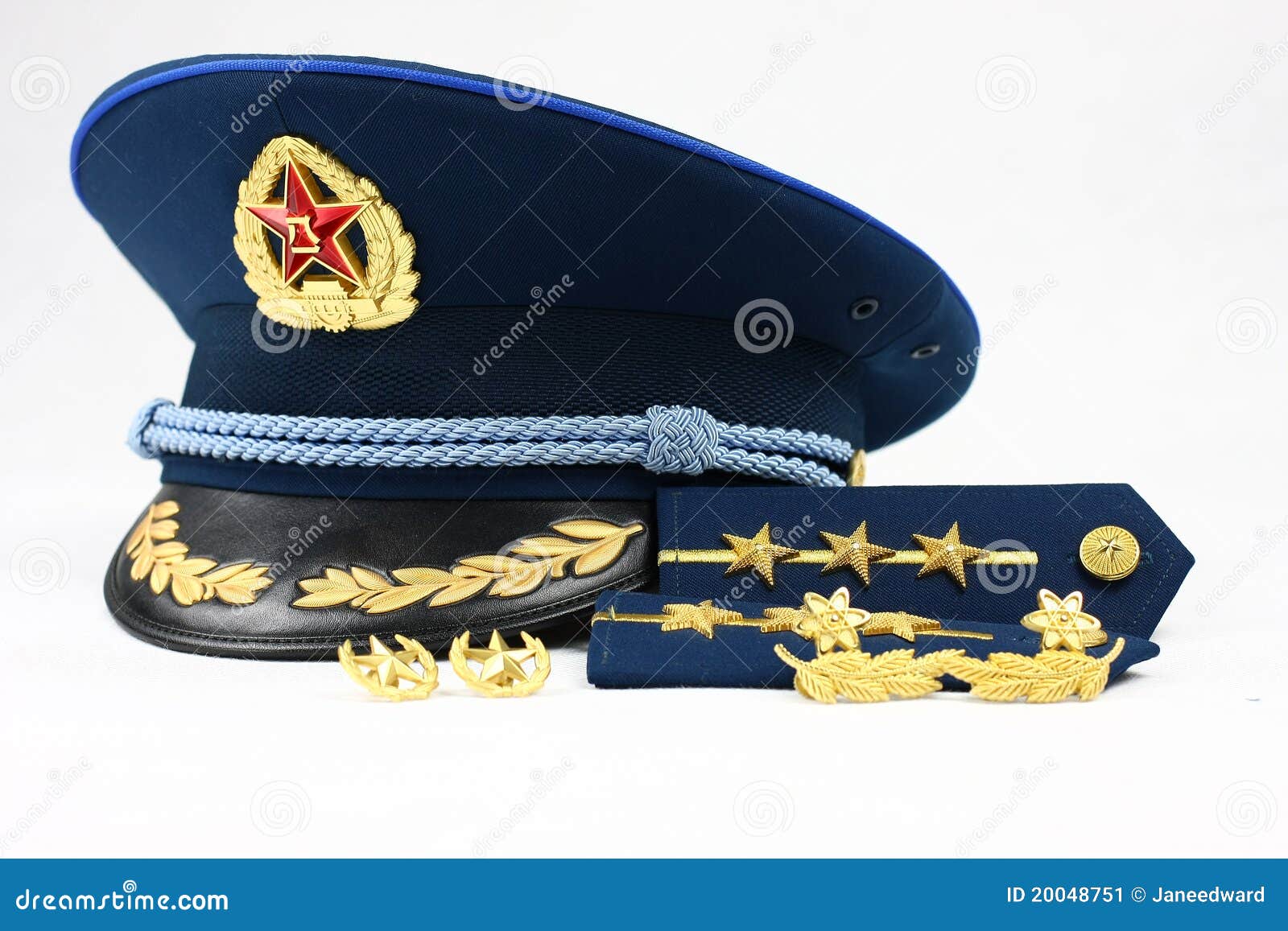 Blue Cap of Chinese Air Force Stock Image - Image of admiral, isolated ...