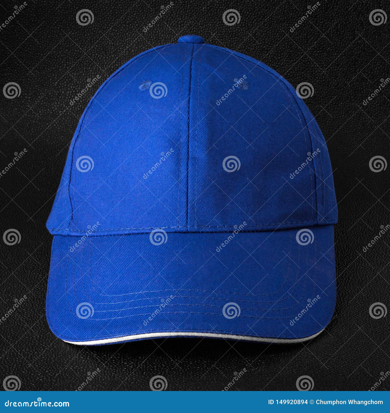 Blue Cap Dark Background. Template of Baseball Cap in Front View Stock ...