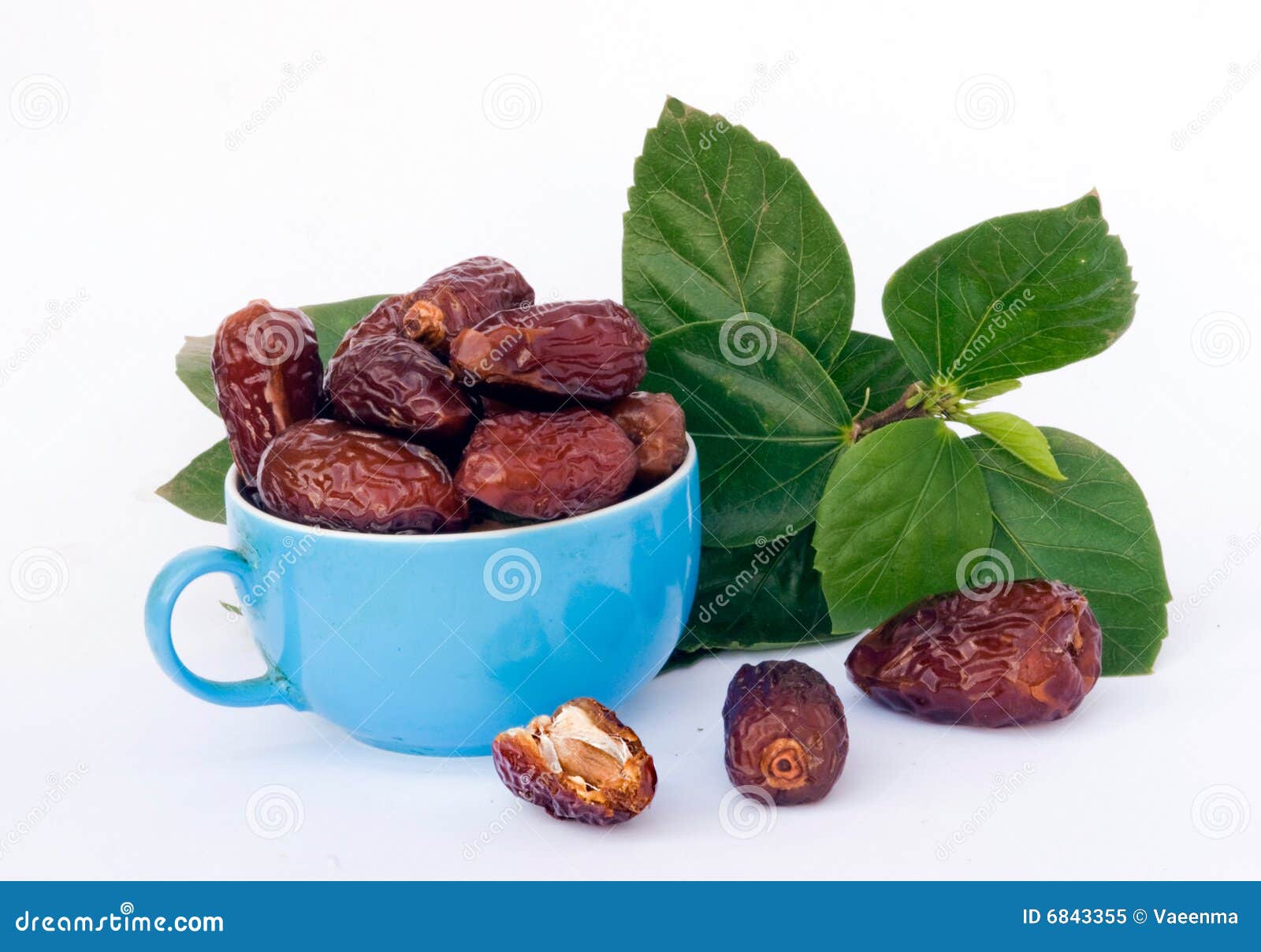 Blue Cap Full of Dried Dates Stock Image - Image of dried, isolated ...