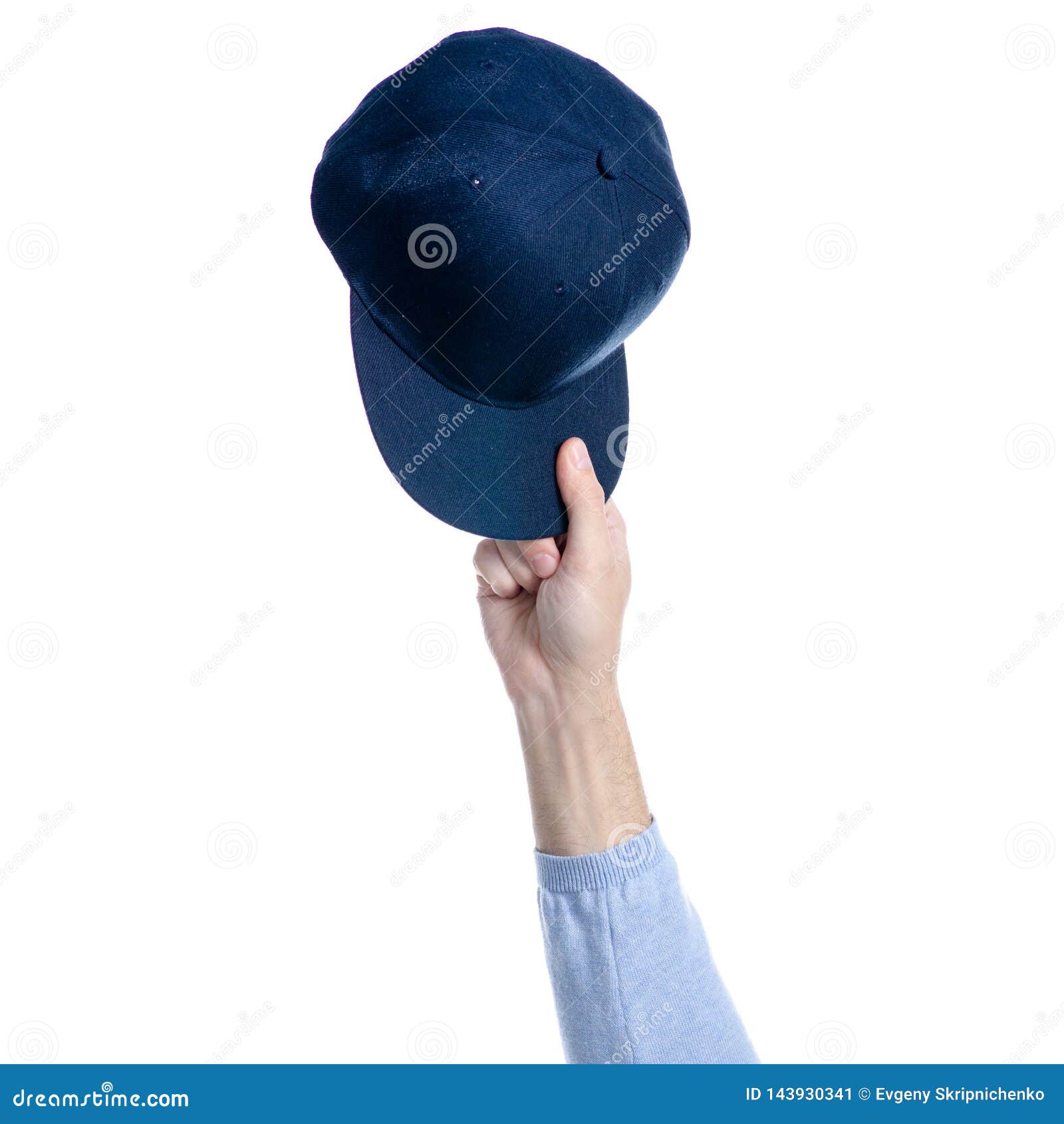 Blue cap in hand stock image. Image of baseball, fashion - 143930341