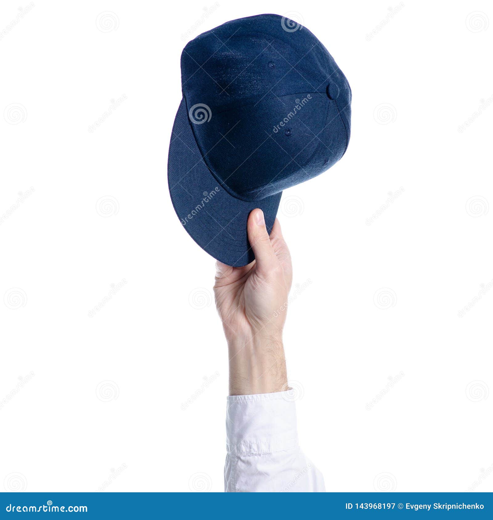 Blue cap in hand stock image. Image of cheer, baseball - 143968197