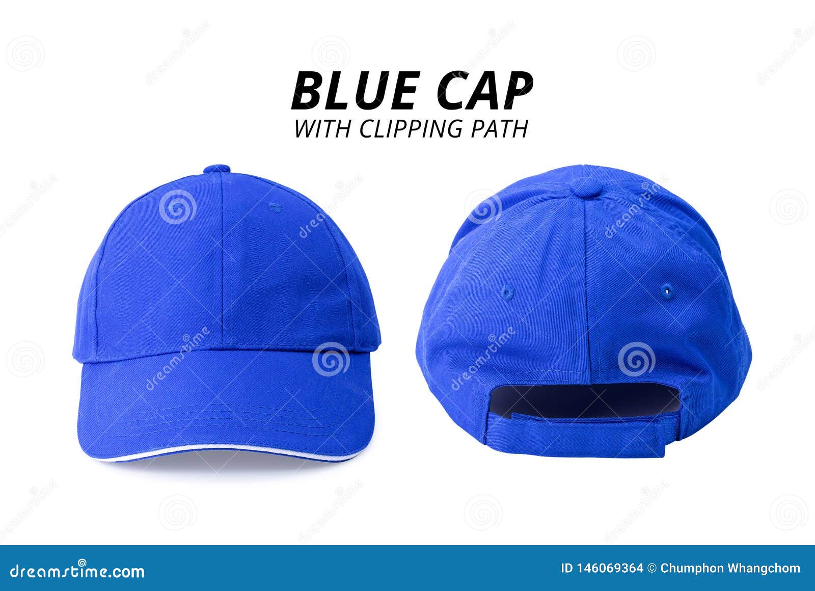 Blue Cap Isolated on White Background. Template of Baseball Cap in ...