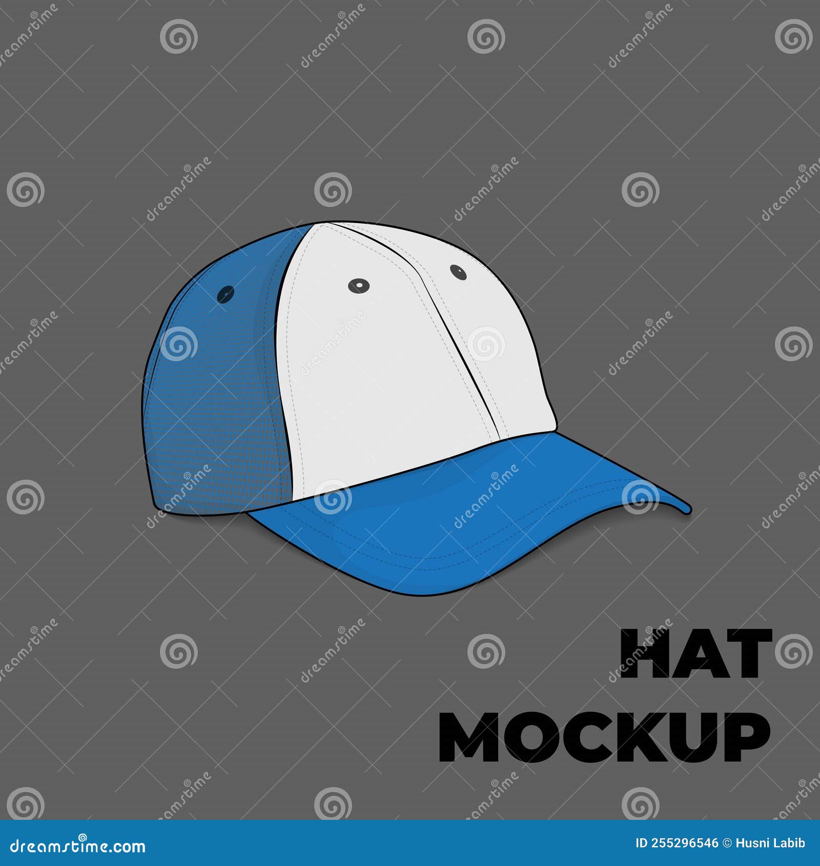Blue Brimless Hat Template In Front View Design Cartoon Vector ...