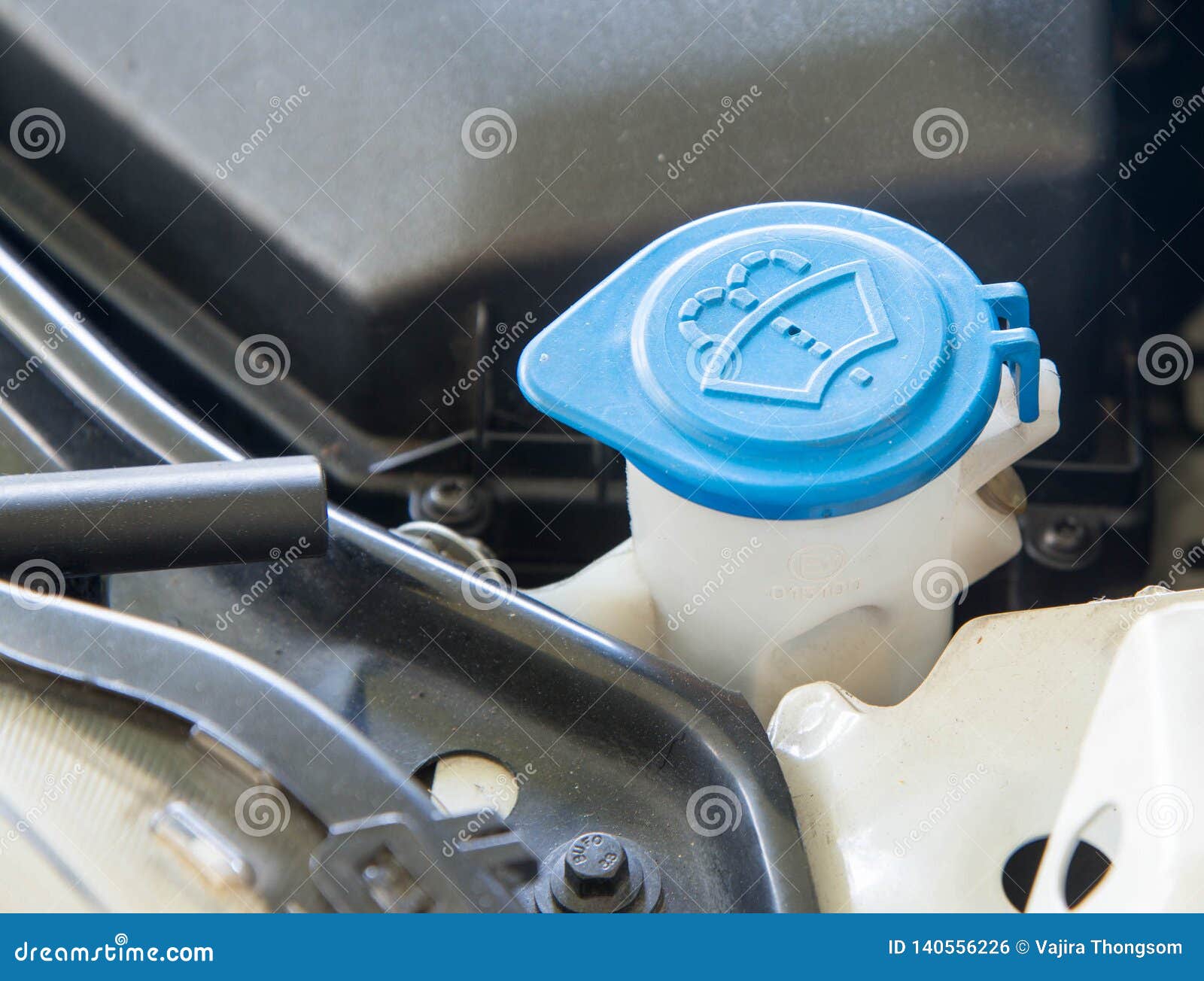 Blue Cap Windshield Water Reservoir Stock Photo - Image of cool ...