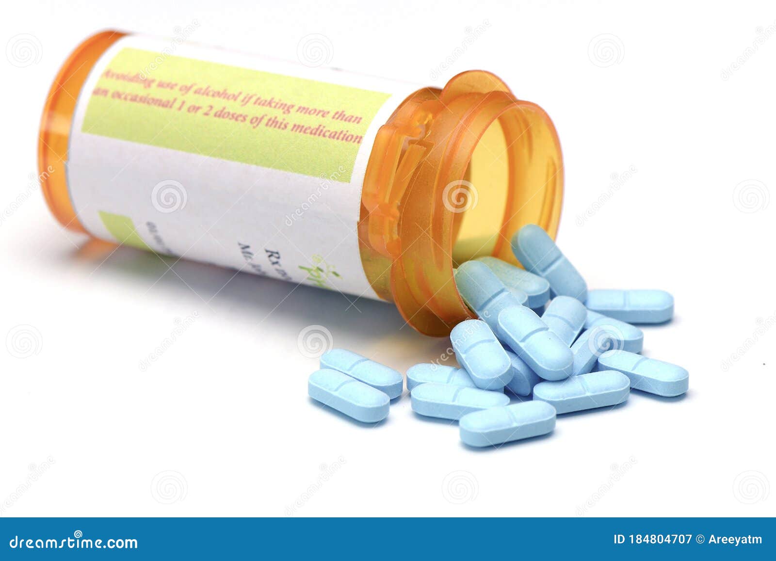 Blue Caplet Medicine in Light-resistance Bottle Stock Image - Image of ...