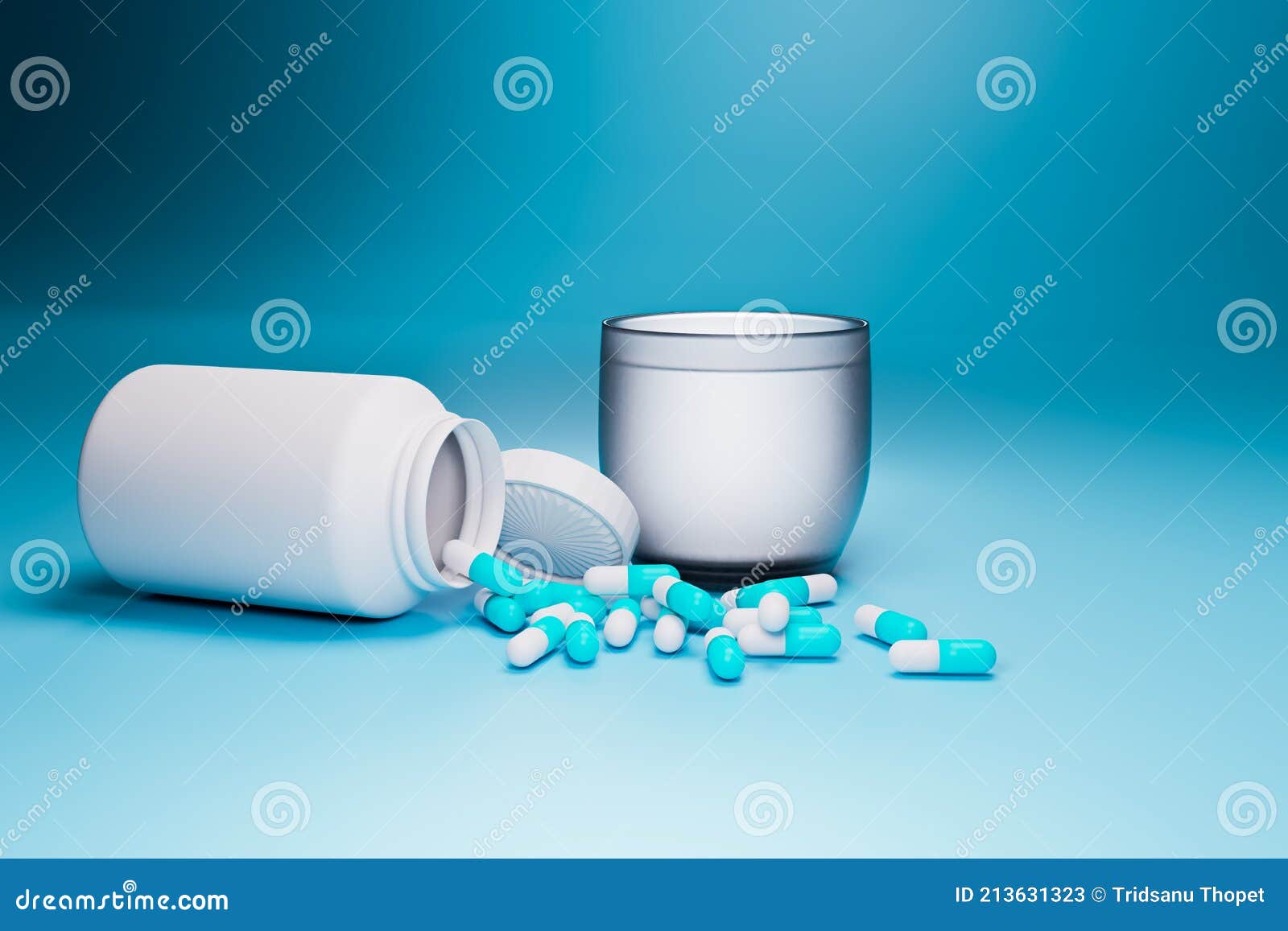 Blue Capsules Medication and Container Stock Illustration ...