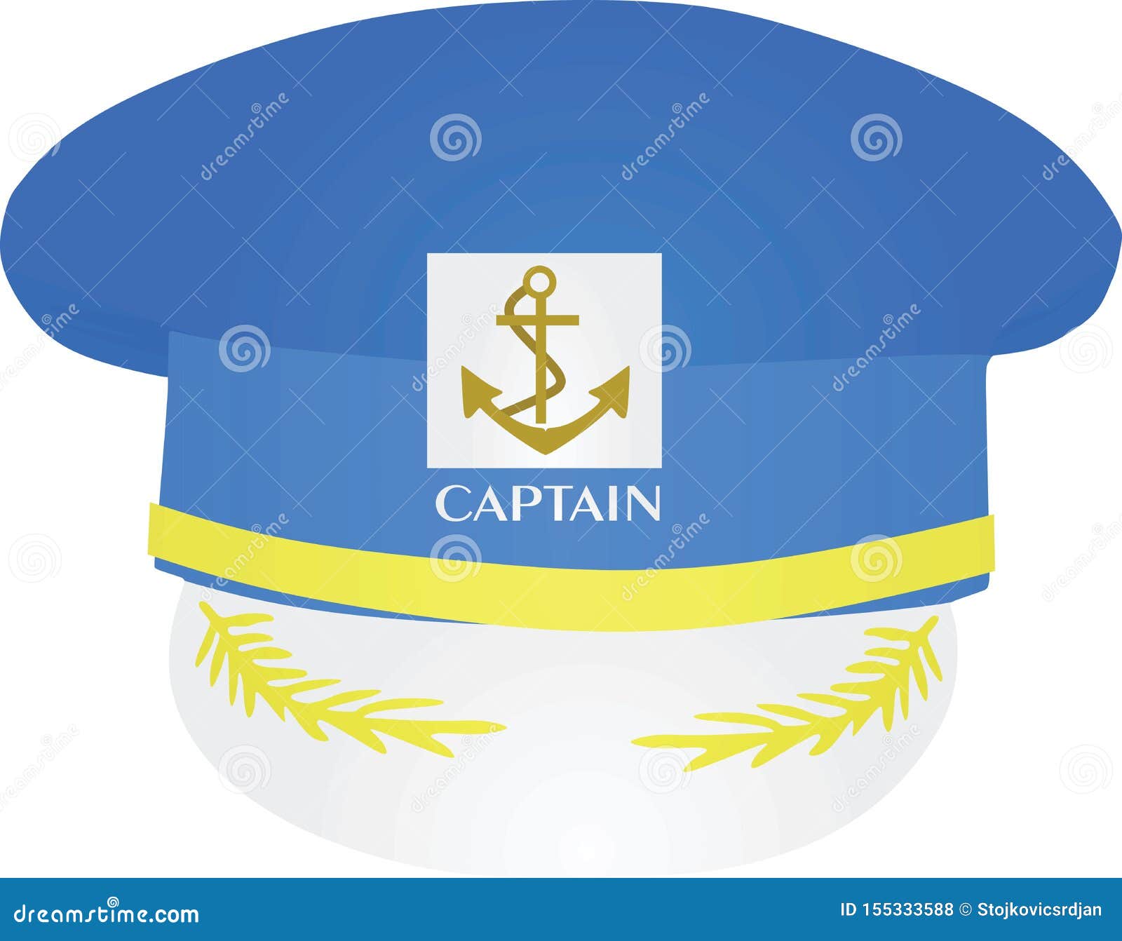 Blue captain`s hat stock vector. Illustration of design - 155333588