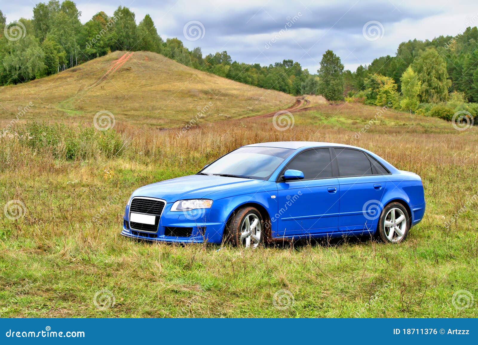 Blue car stock photo. Image of countryside, front, expensive - 18711376