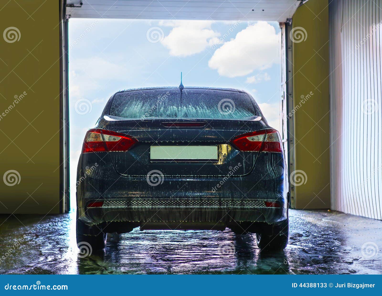 Blue car on car wash stock image. Image of equipment - 44388133