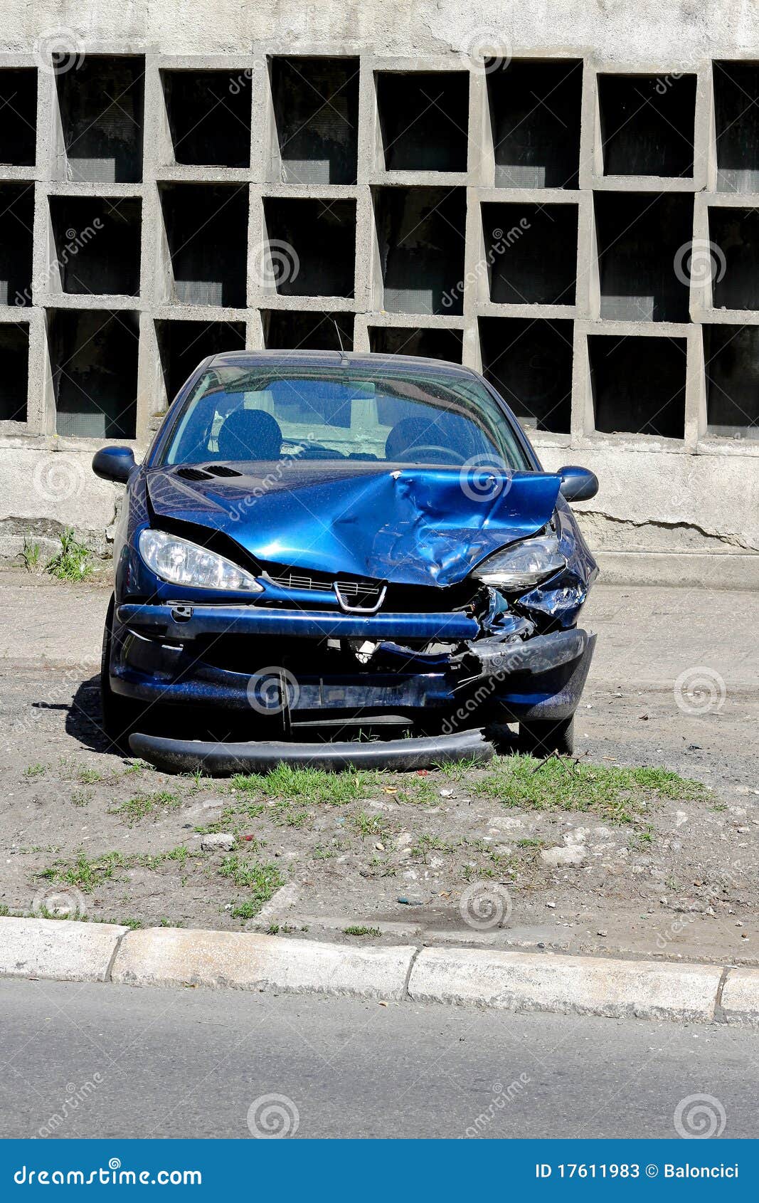 Blue car crash stock image. Image of crush, crash, transportation ...