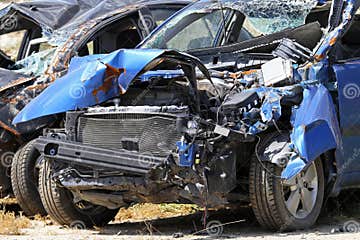 Blue car crash stock photo. Image of auto, accident, wreck - 24372292