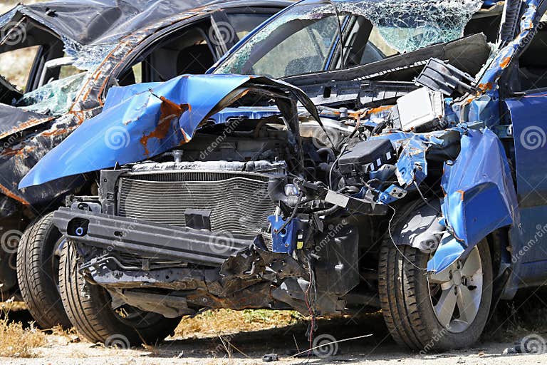 Blue car crash stock photo. Image of auto, accident, wreck - 24372292