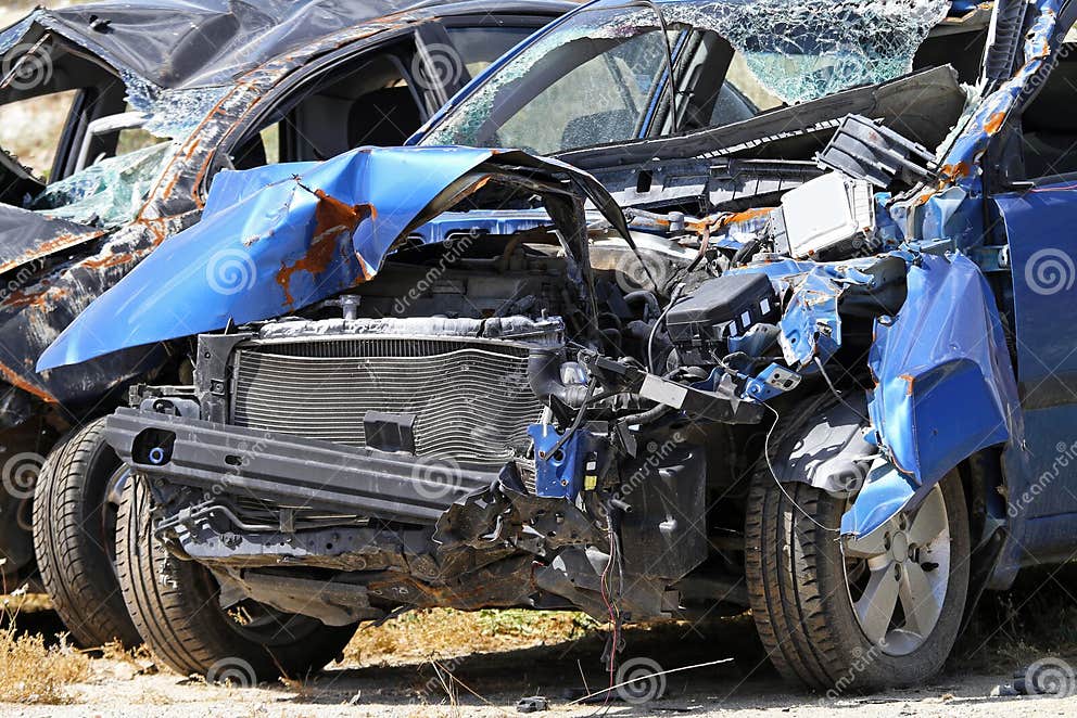 Blue car crash stock photo. Image of auto, accident, wreck - 24372292