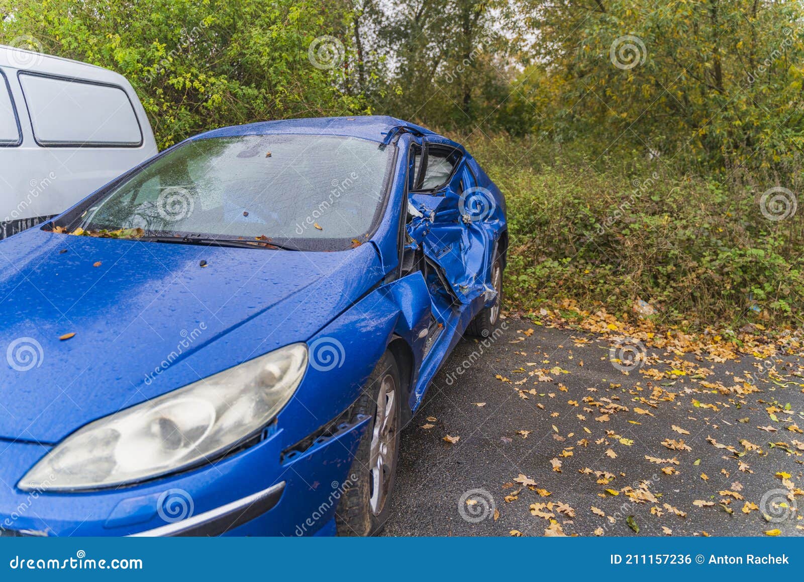 Blue Car Crashed from the Driver& X27;s Side Stock Photo - Image of ...