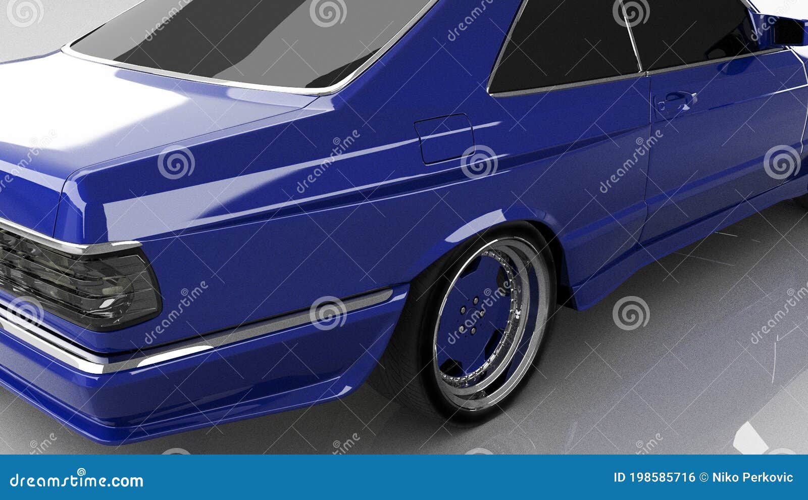 Blue Car 3d Render at Studio Environment Stock Illustration ...