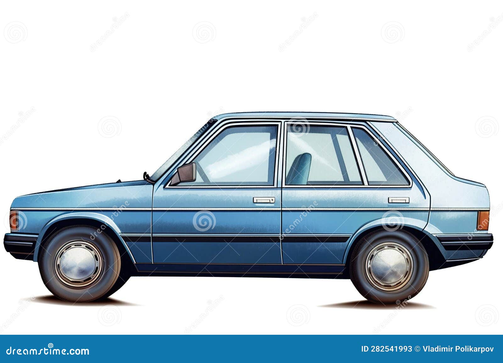 Blue Car Drawing Isolated on White Background. Generated by AI Stock ...