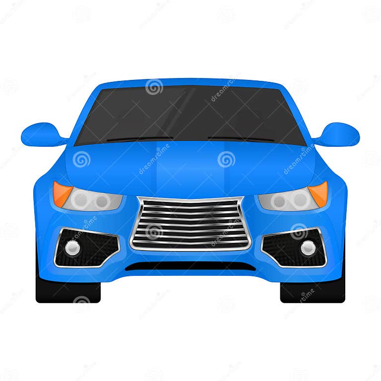Blue car. Front view stock vector. Illustration of vector - 167457016
