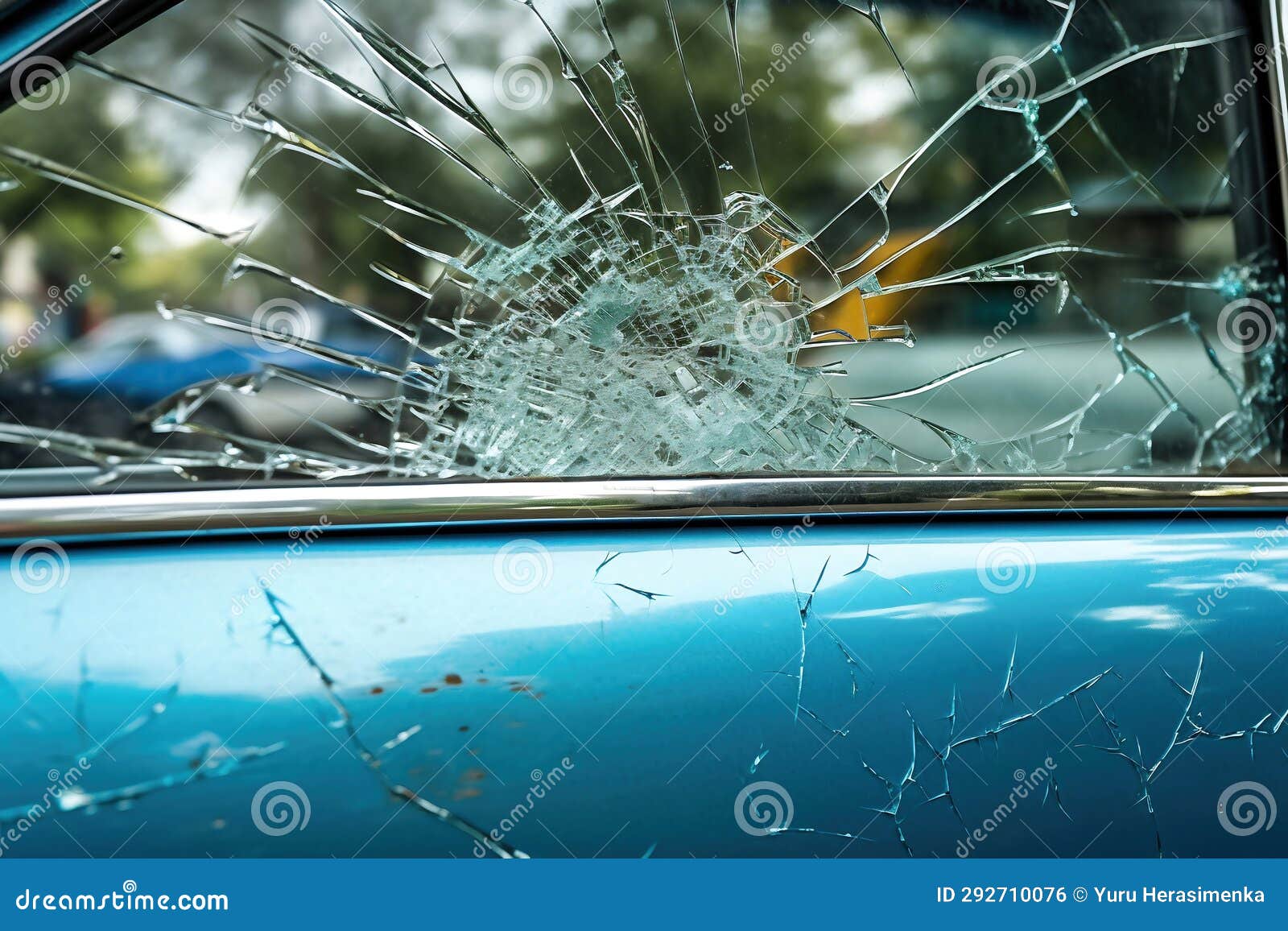 Photo of a Completely Wrecked Blue Car after a Severe Accident Stock ...