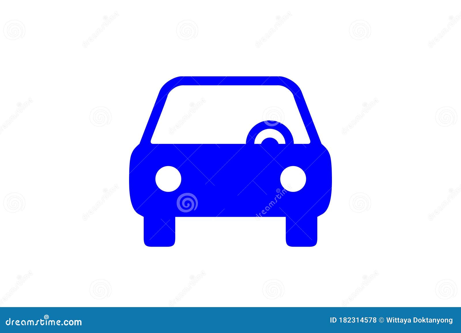 Blue Car Icon, Steering Wheel on the Left on a White Background Stock ...