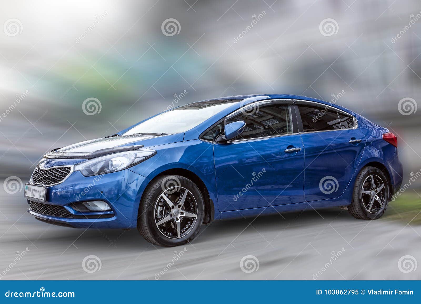 Blue car KIA. stock illustration. Illustration of traffic - 103862795