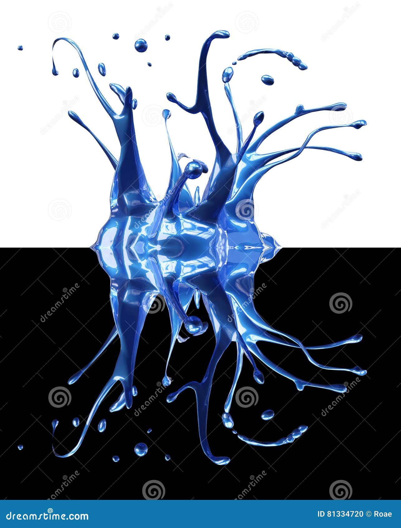 Blue Car Paint Splash Mirrored on Black and White Background Stock ...