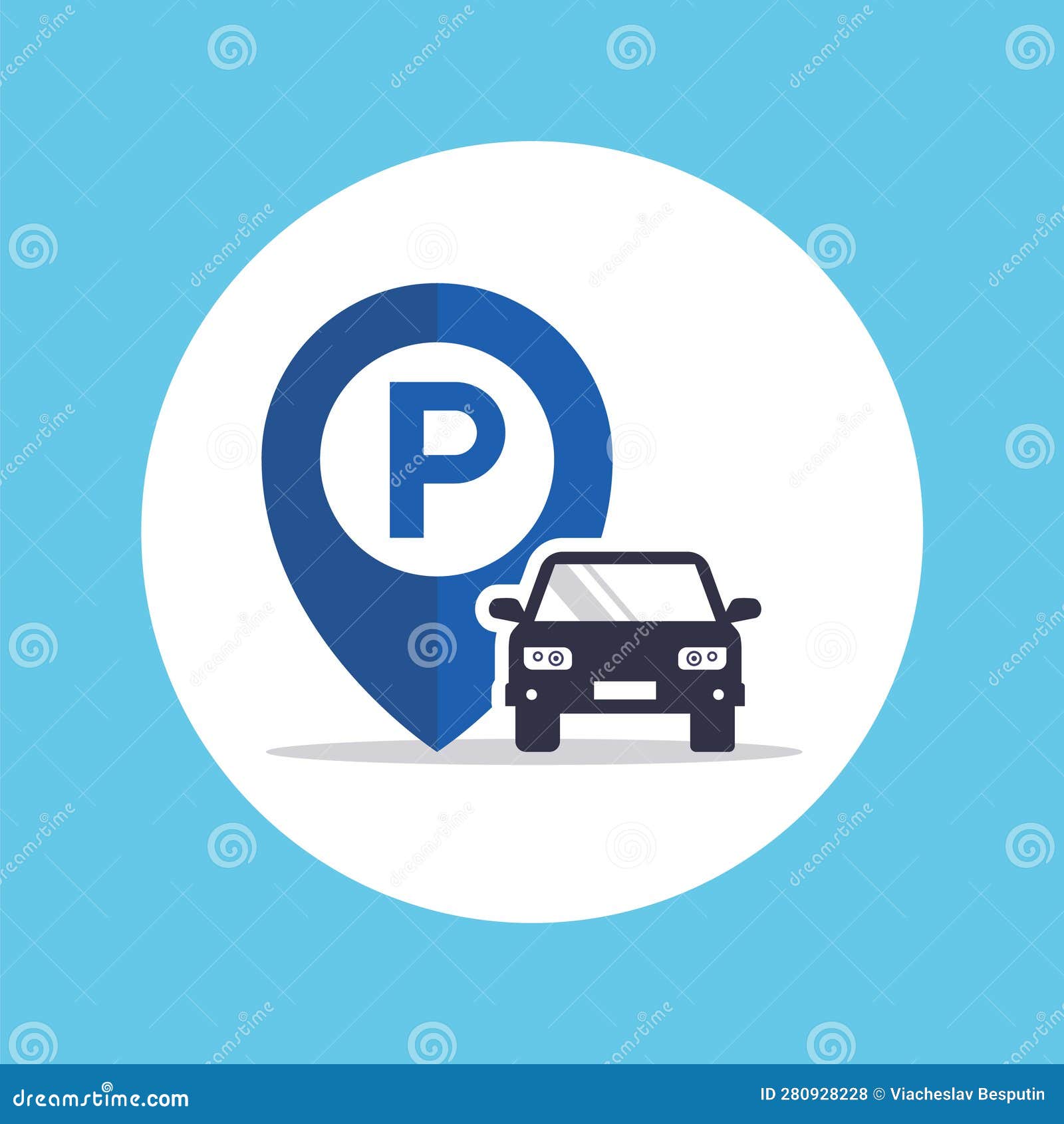 Blue Car Parking Sign for Transport. Stock Vector - Illustration of ...
